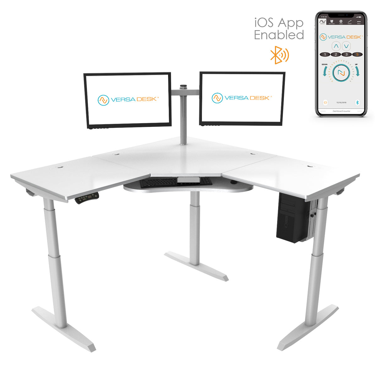 VersaDesk PowerLift Corner Standing Desk, PLCSD – Upmost Office