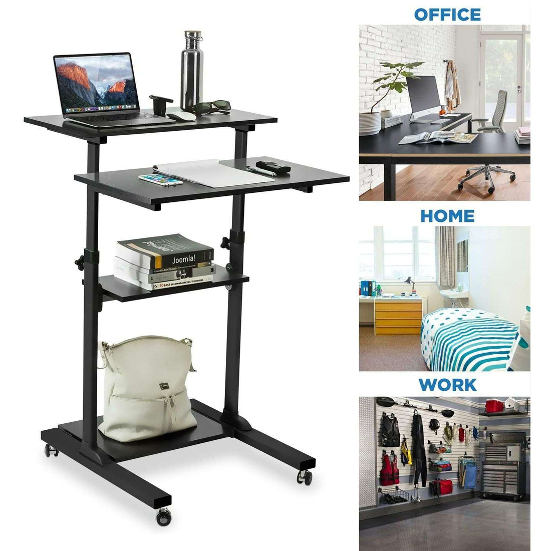 Mount-It! MI-7972/7970 Mobile Standing Desk, Height Adjustable Compute ...