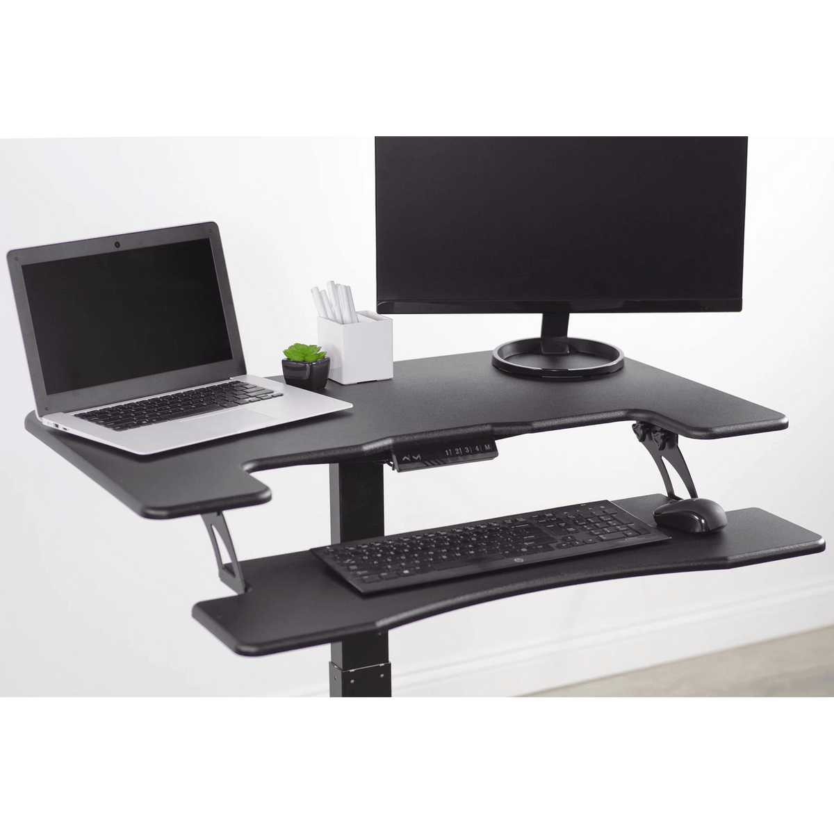 VIVO Black Electric Height-Adjustable Two Platform Standing Desk with ...
