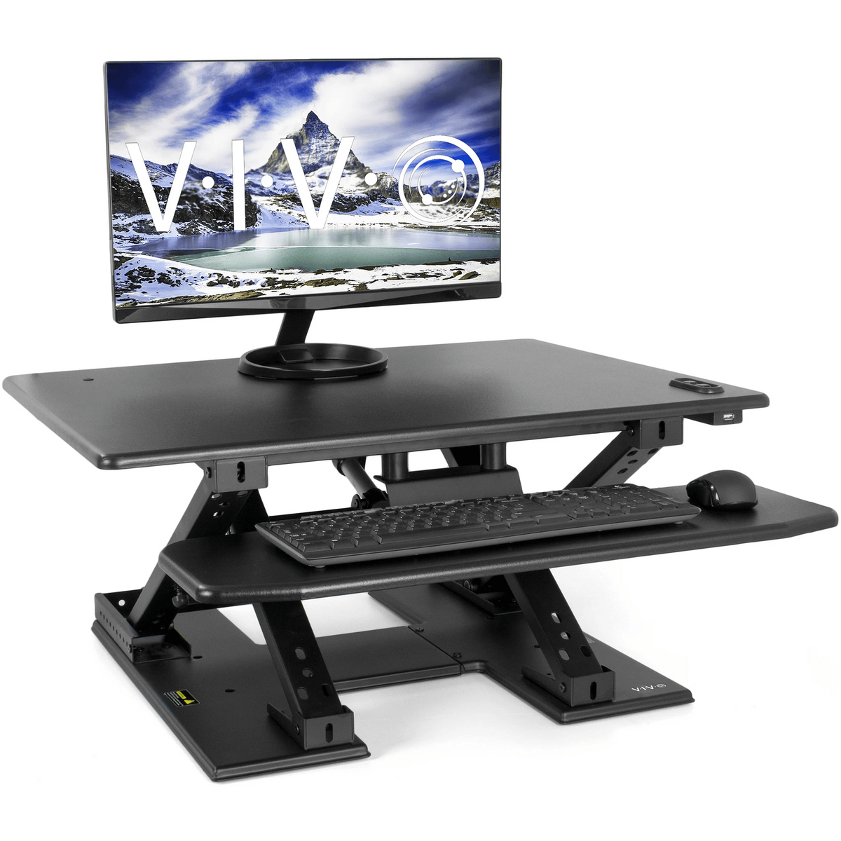VIVO Black Electric Height-Adjustable Standing Desk Tabletop Monitor R ...