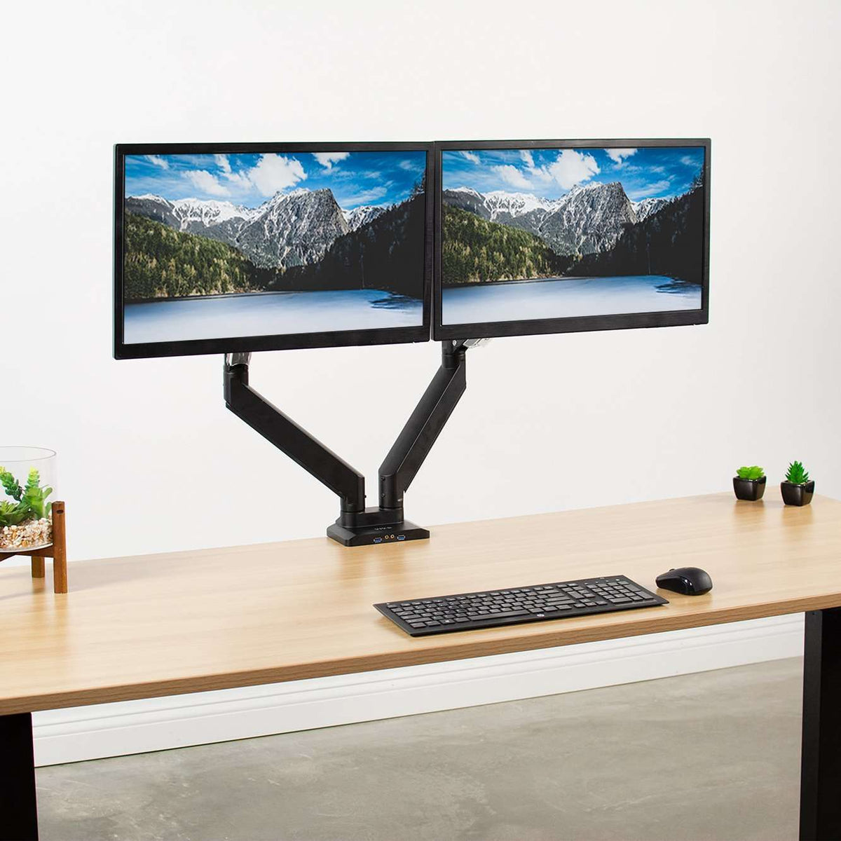 VIVO Premium Counter-Balanced Arm Dual Monitor Desk Mount with USB ...